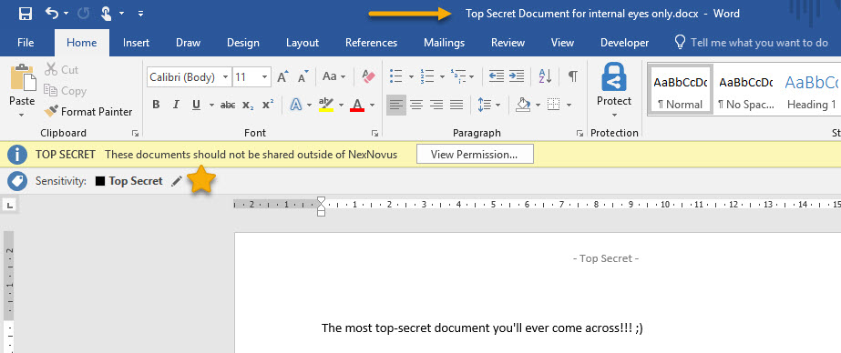 Document with Top Secret label – Joanne C Klein