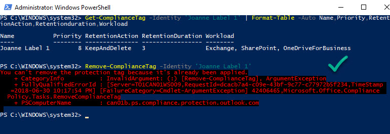 Removing a label in use with PowerShell – Joanne C Klein