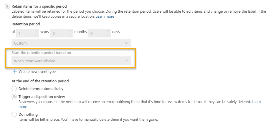 Retention label setup – Joanne C Klein