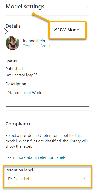 SOW Model – Joanne C Klein