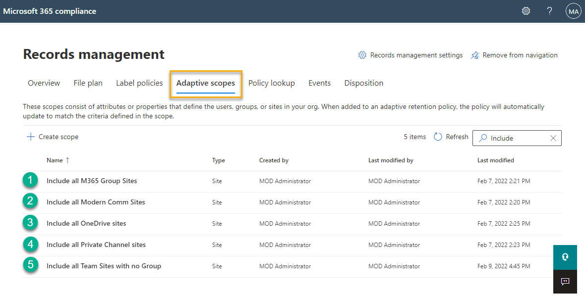 Adaptive Scope list – Joanne C Klein