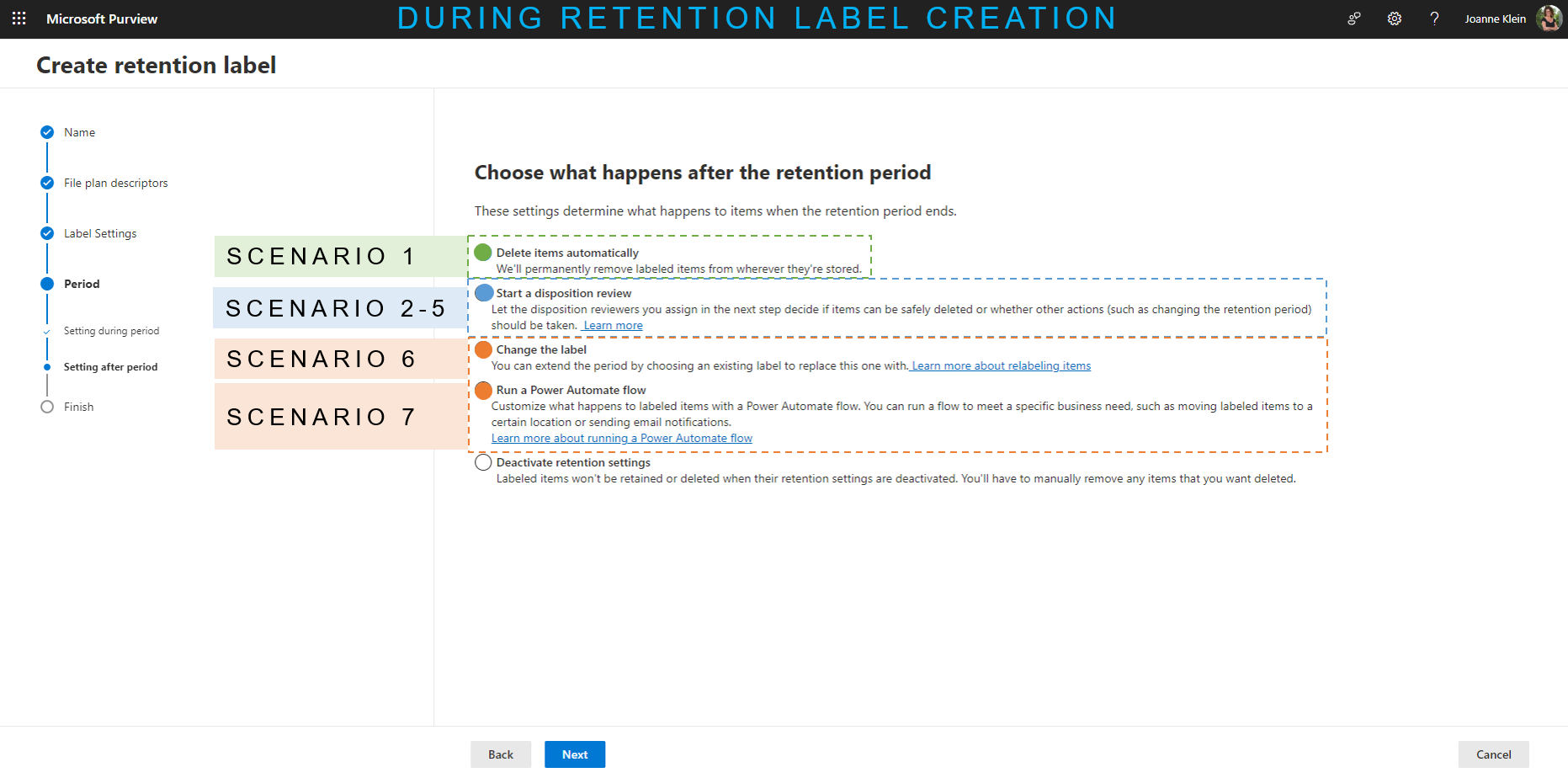 retention label disposition settings – Joanne C Klein